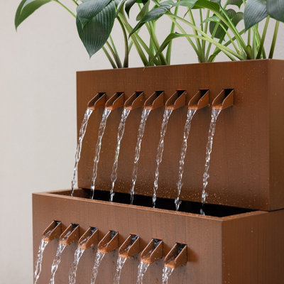 Primrose Garnock Galvanised Zinc Cascading Garden Water Feature and ...