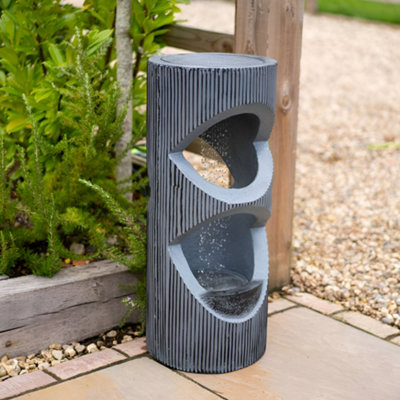 Primrose Grey Textured Column Rain Fall Effect Patio Garden Water ...