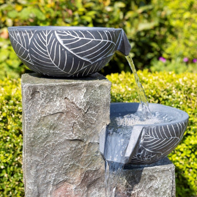 Primrose Guarda Cascading Tiered Bowls Water Feature With Lights 83cm