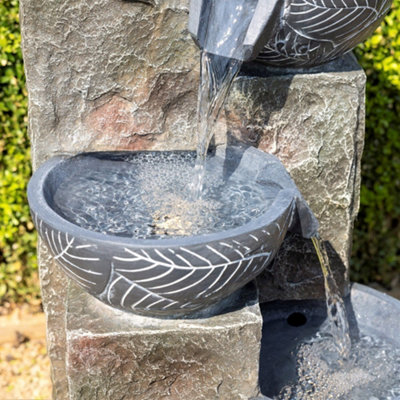 Primrose Guarda Cascading Tiered Bowls Water Feature With Lights 83cm