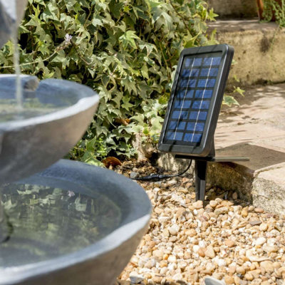 Primrose Hatfield Solar Powered 3 Tier Cascading Grey Outdoor Stone ...
