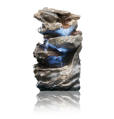 Primrose Hayal 3-Tier Cascading Tabletop Water Feature with Lights H28cm