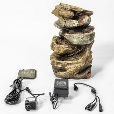 Primrose Hayal 3-Tier Cascading Tabletop Water Feature with Lights H28cm