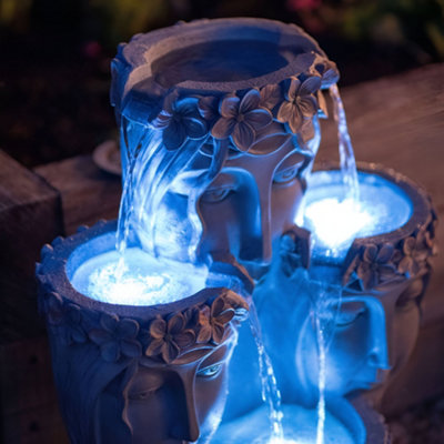 Primrose Hebe Grey Tiered Cascading Garden Outdoor Water Feature with ...