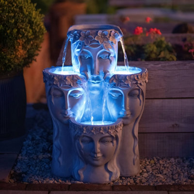 Primrose Hebe Grey Tiered Cascading Garden Outdoor Water Feature with ...
