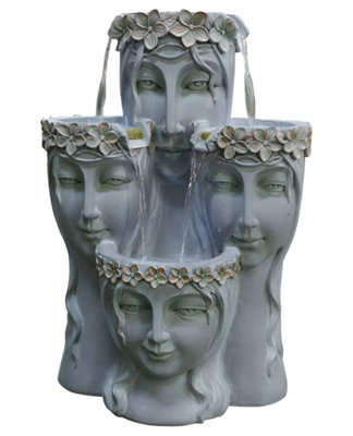 Primrose Hebe Grey Tiered Cascading Garden Outdoor Water Feature with ...