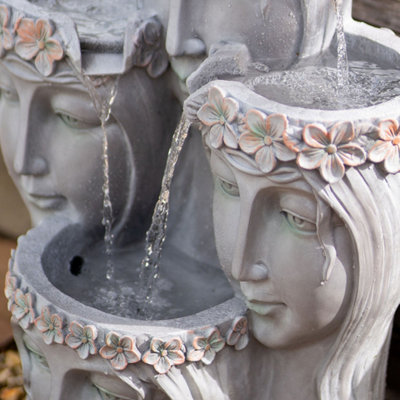 Primrose Hebe Grey Tiered Cascading Garden Outdoor Water Feature with ...