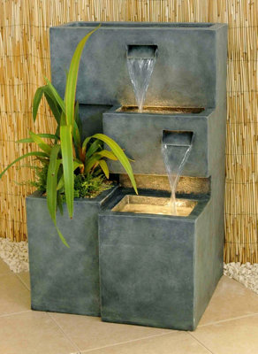 Primrose Higgledy Troughs Garden Water Feature & Planter with Lights ...