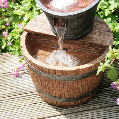 Primrose Iron Tap, Bucket & Barrel Cascading Water Feature H62cm