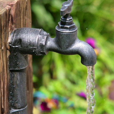 Primrose Iron Tap, Bucket & Barrel Cascading Water Feature H62cm
