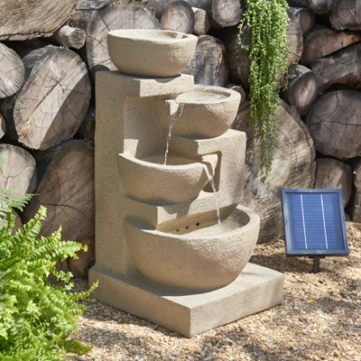 Primrose Kendal 4-Tier Cascading Solar Powered Garden Water Feature ...
