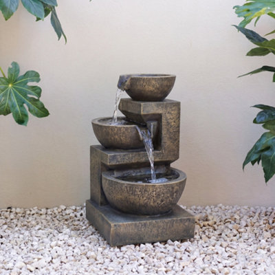 Primrose Kendall Stone Effect 3-Tier Cascading Garden Fountain Water ...