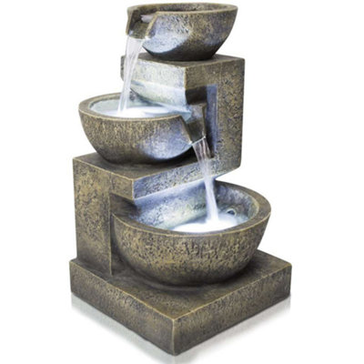 Primrose Kendall Stone Effect 3-Tier Cascading Garden Fountain Water ...