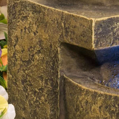 Primrose Kendall Stone Effect 3-Tier Cascading Garden Fountain Water ...