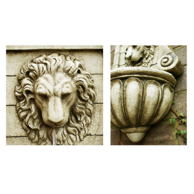 Primrose King Lion Head Wall Mounted Water Feature Fountain 50cm