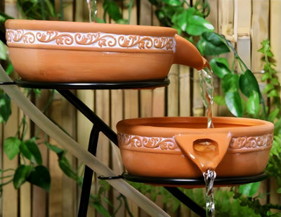 Primrose Ladonas Inlaid Terracotta Solar Powered Cascade Water Feature ...