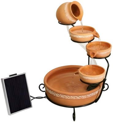 Primrose Ladonas Inlaid Terracotta Solar Powered Cascade Water Feature ...