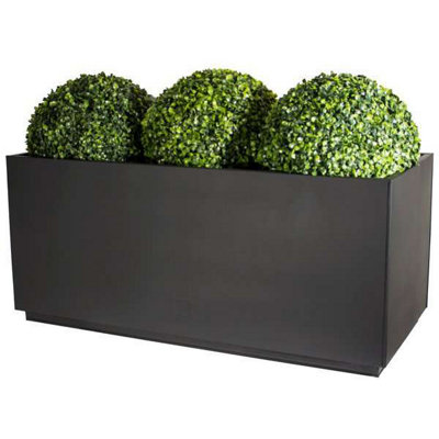 Primrose Large Black Garden Zinc Galvanised Kick-Bottom Trough Planter ...