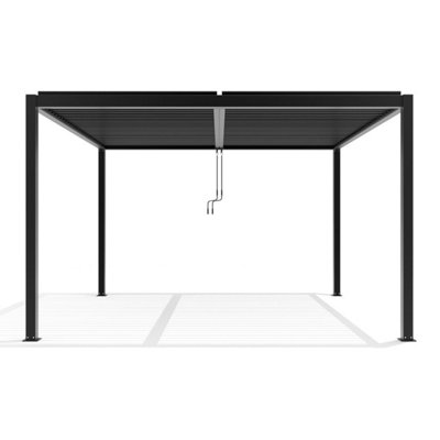 Primrose Living Deluxe Charcoal Veranda with Louvered Shutter Roof 4m x 3m