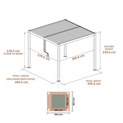 Primrose Living Deluxe Charcoal Veranda with Louvered Shutter Roof 4m x 3m