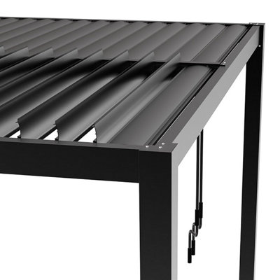 Primrose Living Deluxe Charcoal Veranda with Louvered Shutter Roof 6m x 3m