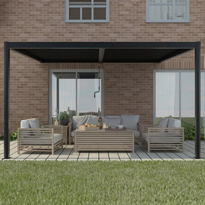 Primrose Living Deluxe Charcoal Wall Mounted Veranda with Louvered ...