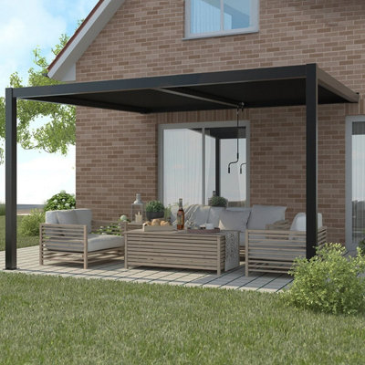 Primrose Living Deluxe Charcoal Wall Mounted Veranda with Louvered ...