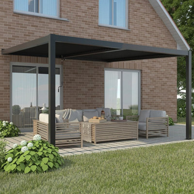 Primrose Living Deluxe Charcoal Wall Mounted Veranda with Louvered ...