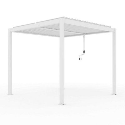 Primrose Living Deluxe White Veranda with Louvered Shutter Roof 3m x 3m