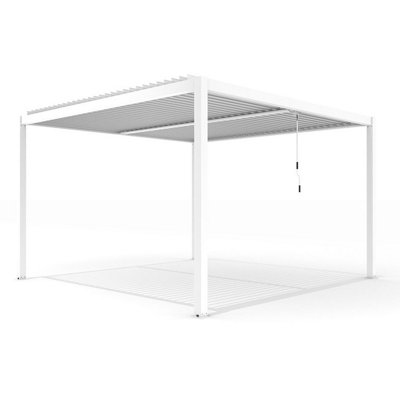 Primrose Living Deluxe White Veranda with Louvered Shutter Roof 4m x 3m