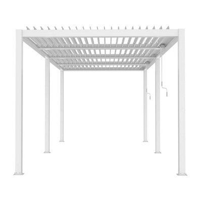 Primrose Living Deluxe White Veranda with Louvered Shutter Roof 6m x 3m