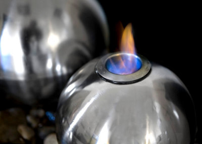 Primrose Magma Triple Sphere Stainless Steel Fire & Water Feature H59cm