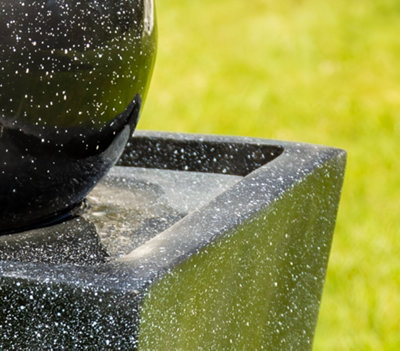 Primrose Manila Solar Sphere Water Feature with Lights H82cm