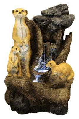 Primrose Meerkat Falls Mains Powered Outdoor Garden Water Feature with ...