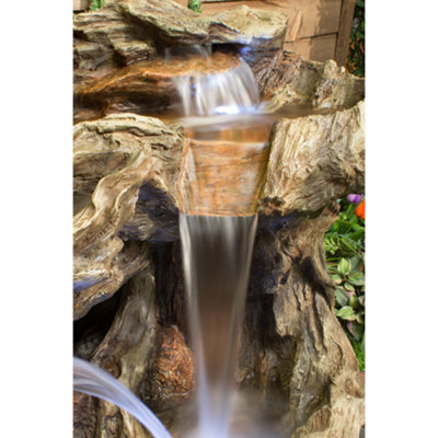 Primrose Montana Falls Log and Rock Effect Cascade Water Feature Garden ...
