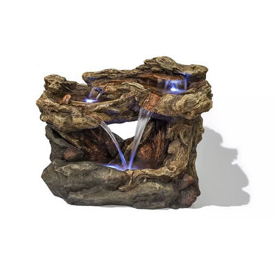 Primrose Montana Falls Log and Rock Effect Cascade Water Feature Garden ...