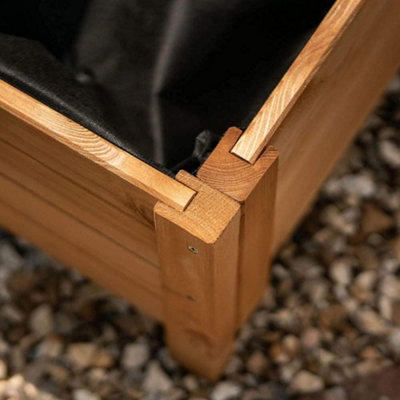 Primrose Natural Wooden Cube Patio Timber Planter Garden Flower Pot ...