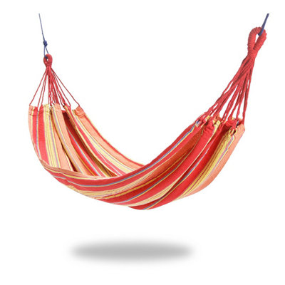 Primrose Orange & Red Stripe Single Outdoor Garden Hammock with Travel ...