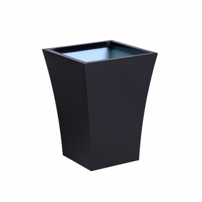 Primrose Outdoor Black Galvanised Steel Plant Pot Square Flared Planter ...