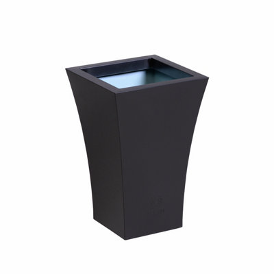Primrose Outdoor Black Galvanised Steel Plant Pot Square Flared Planter ...