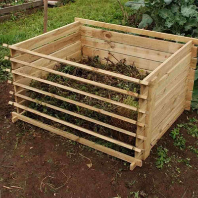 Primrose Outdoor Slatted Wooden Composter Large Natural Compost Bin 718 ...