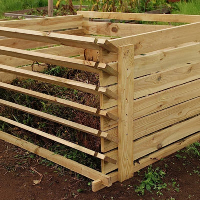 Primrose Outdoor Slatted Wooden Composter Large Natural Compost Bin 718 ...