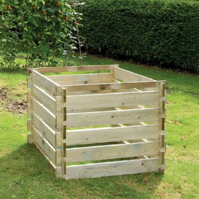 Primrose Outdoor Slatted Wooden Composter Large Natural Compost Bin 893 ...