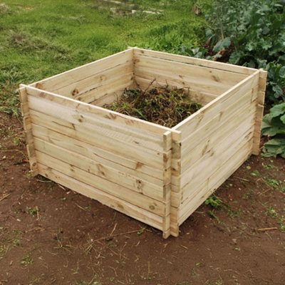 Primrose Outdoor Slatted Wooden Composter Large Natural Compost Bin 893 ...