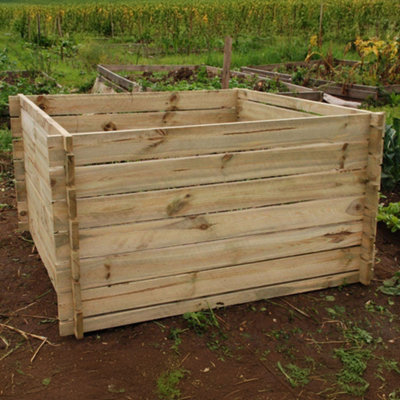 Primrose Outdoor Slatted Wooden Composter Large Natural Compost Bin 893 ...