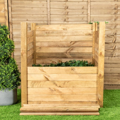 Primrose Outdoor Wooden Compost Bin 1000 Litre Composter with Slatted ...