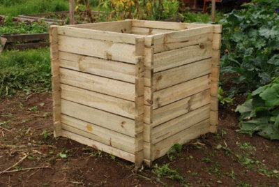 Primrose Outdoor Wooden Compost Bin 373 Litre Composter with Slatted ...