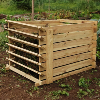 Primrose Outdoor Wooden Compost Bin 449 Litre Composter with Slatted ...