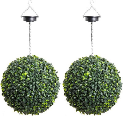 Primrose Pair of 28cm Solar Powered LED Artificial Topiary Ball 'The ...