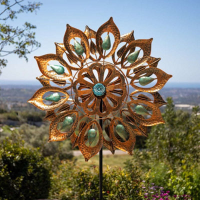 Primrose Peacock Eyes Wind Spinner in Copper Garden Ornament Outdoor ...